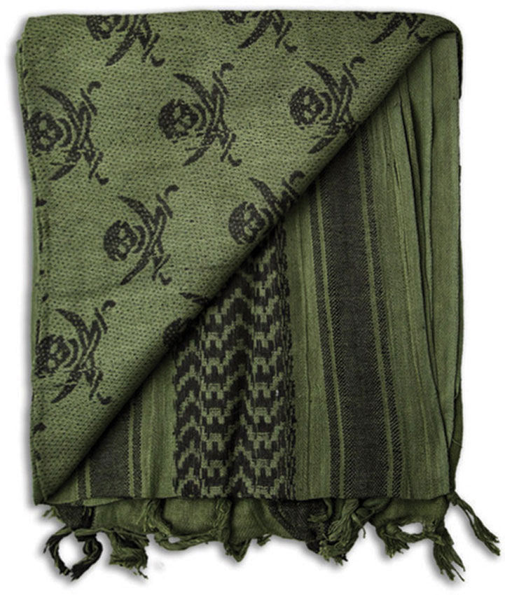 Grindworx Shemagh, OD Green with Pirate Skull Pattern - KnifeCenter ...