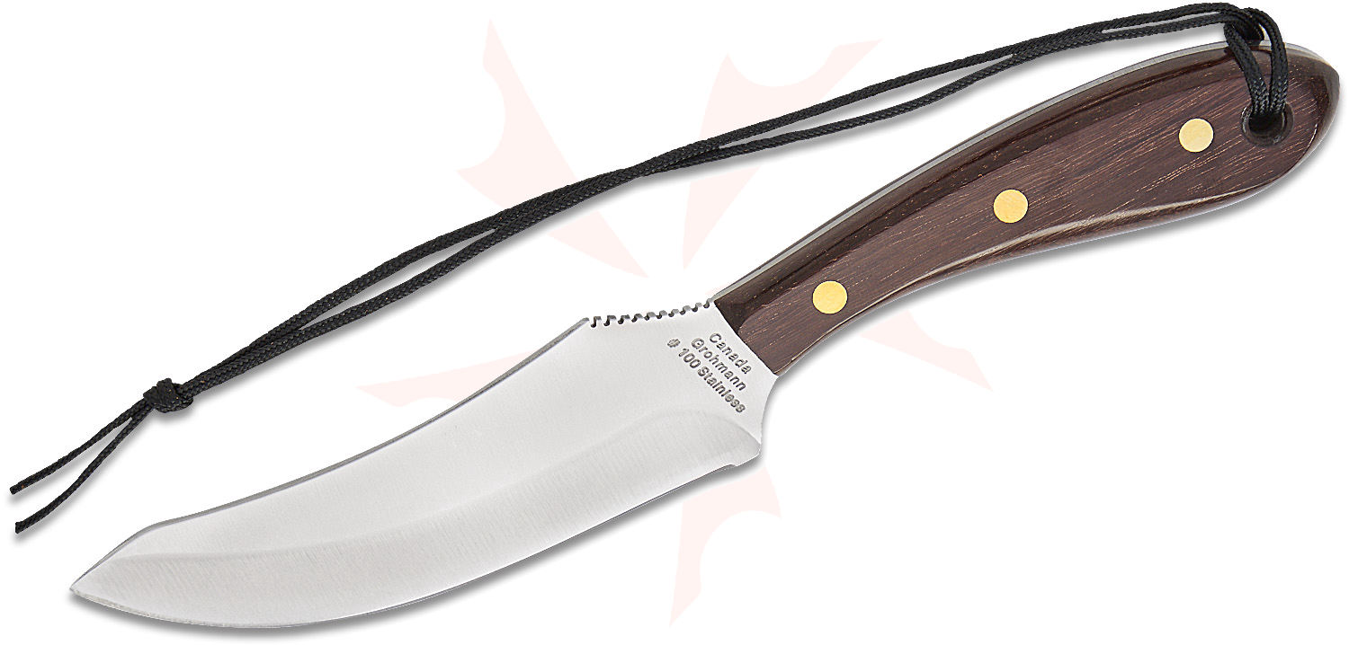 Grohmann #100 Large Skinner Fixed Blade Knife, 5" Satin Stainless Steel ...