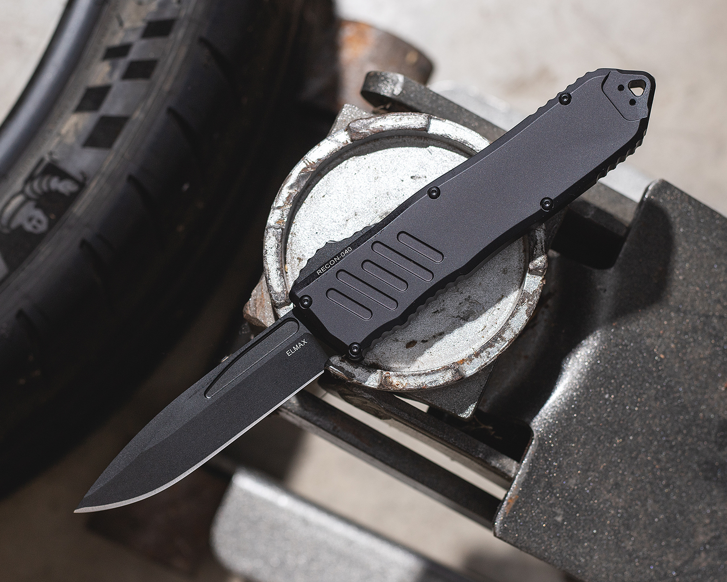 Guardian Tactical RECON-040 OTF AUTO Knife 4.125" Elmax Black Tactical ...