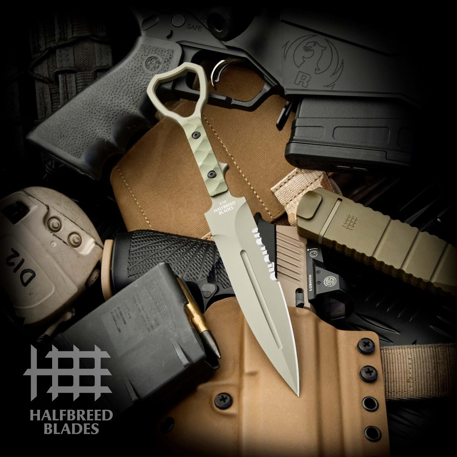 Halfbreed Blades Compact Clearance XL Fixed Blade Knife 5.11" D2 Ranger ...