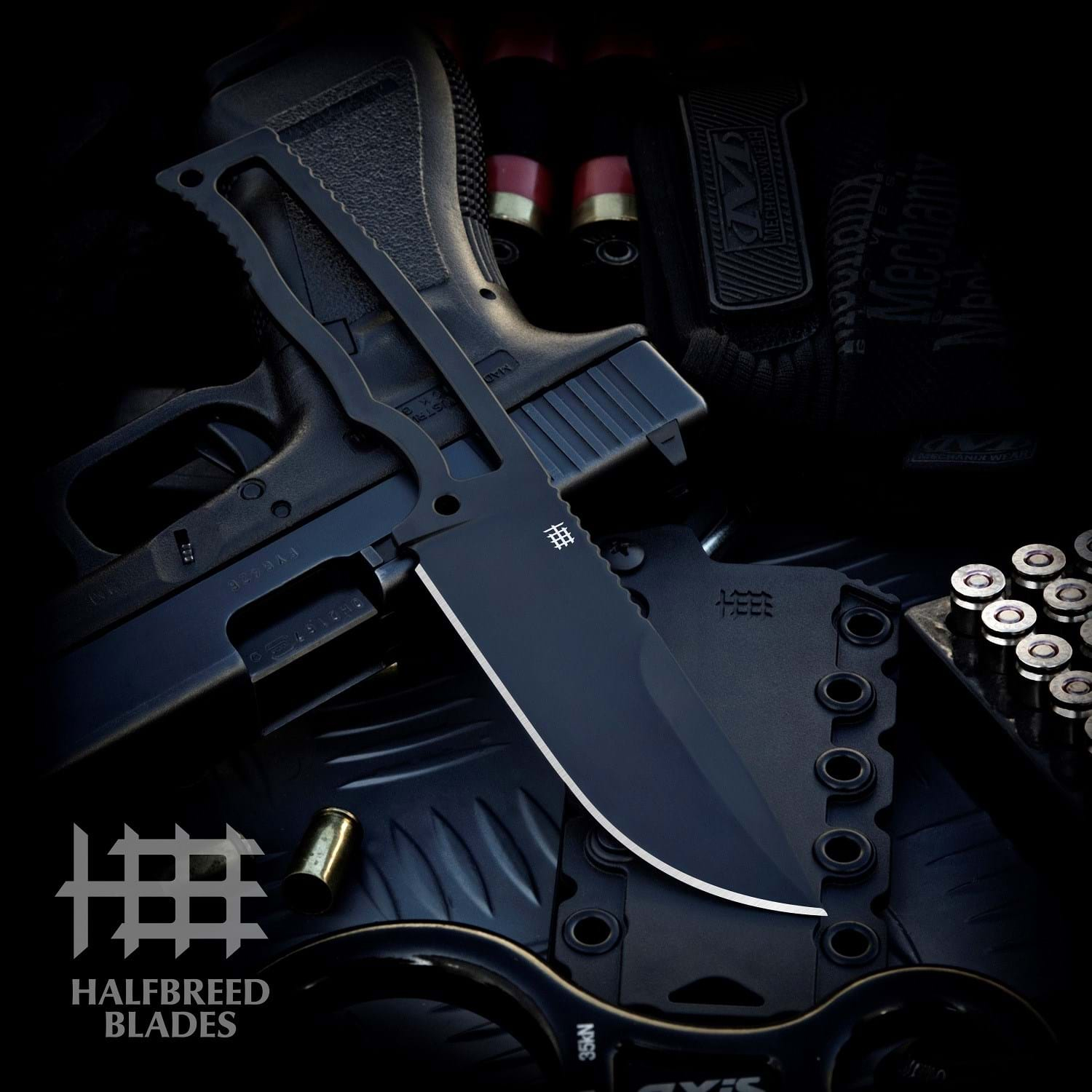 Halfbreed Blades Compact Field Fixed Blade Knife 4.01" N690 Black PVD ...