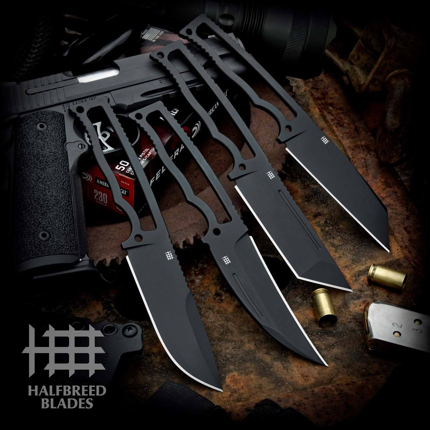 Halfbreed Blades Compact Field Fixed Blade Knife 4.01" N690 Black PVD ...