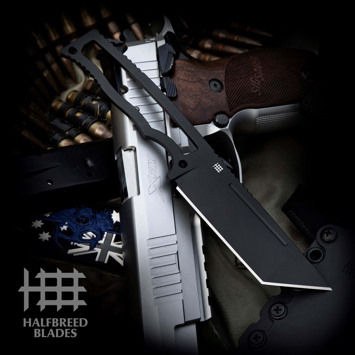 Halfbreed Blades Compact Field Fixed Blade Knife 4.01" N690 Black PVD ...