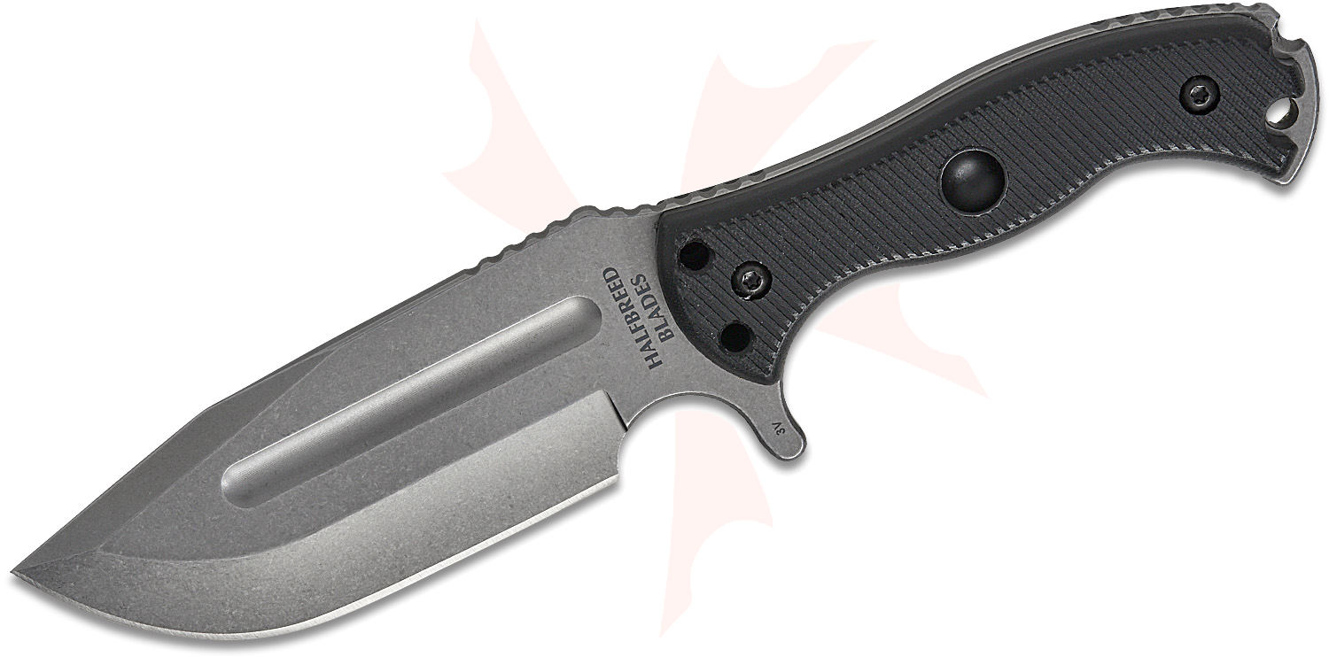 Halfbreed Blades Large Bush Fixed Blade Knife 5.7" CPM-3V Stonewashed ...