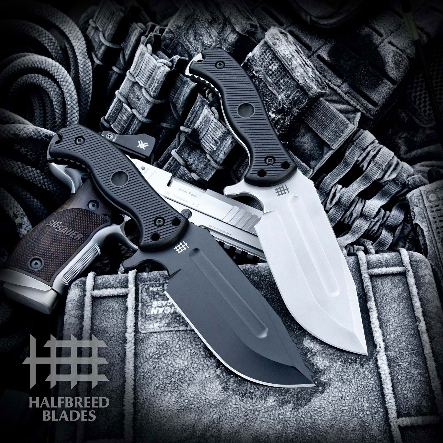 Halfbreed Blades Large Bush Fixed Blade Knife 5.7" CPM-3V Stonewashed ...