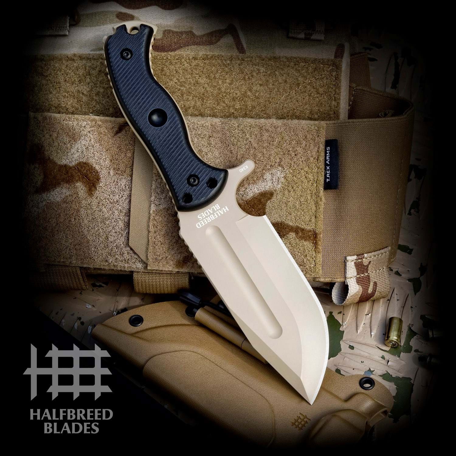 Halfbreed Blades Large Bush Fixed Blade Knife 5.7" K340 Dark Earth ...