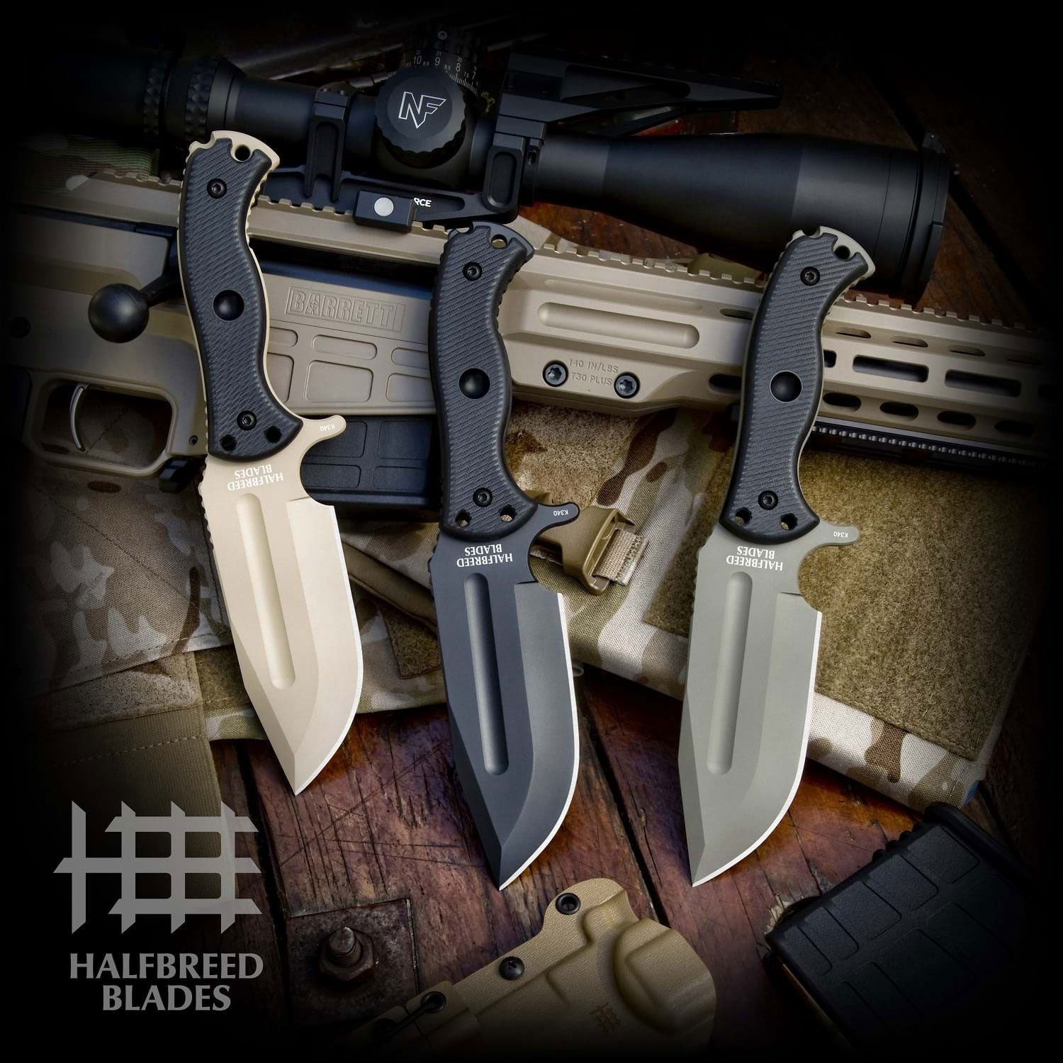 Halfbreed Blades Large Bush Fixed Blade Knife 5.7" K340 Ranger Green ...