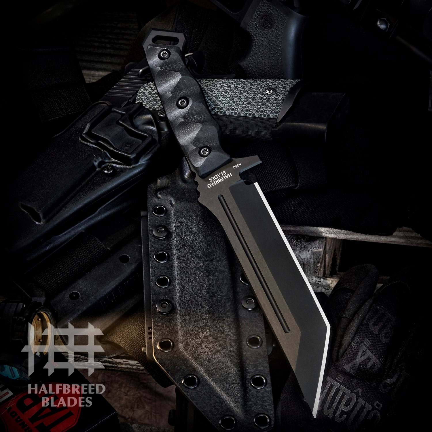 Halfbreed Blades Medium Infantry Fixed Blade Knife 6.69" K340 Black ...