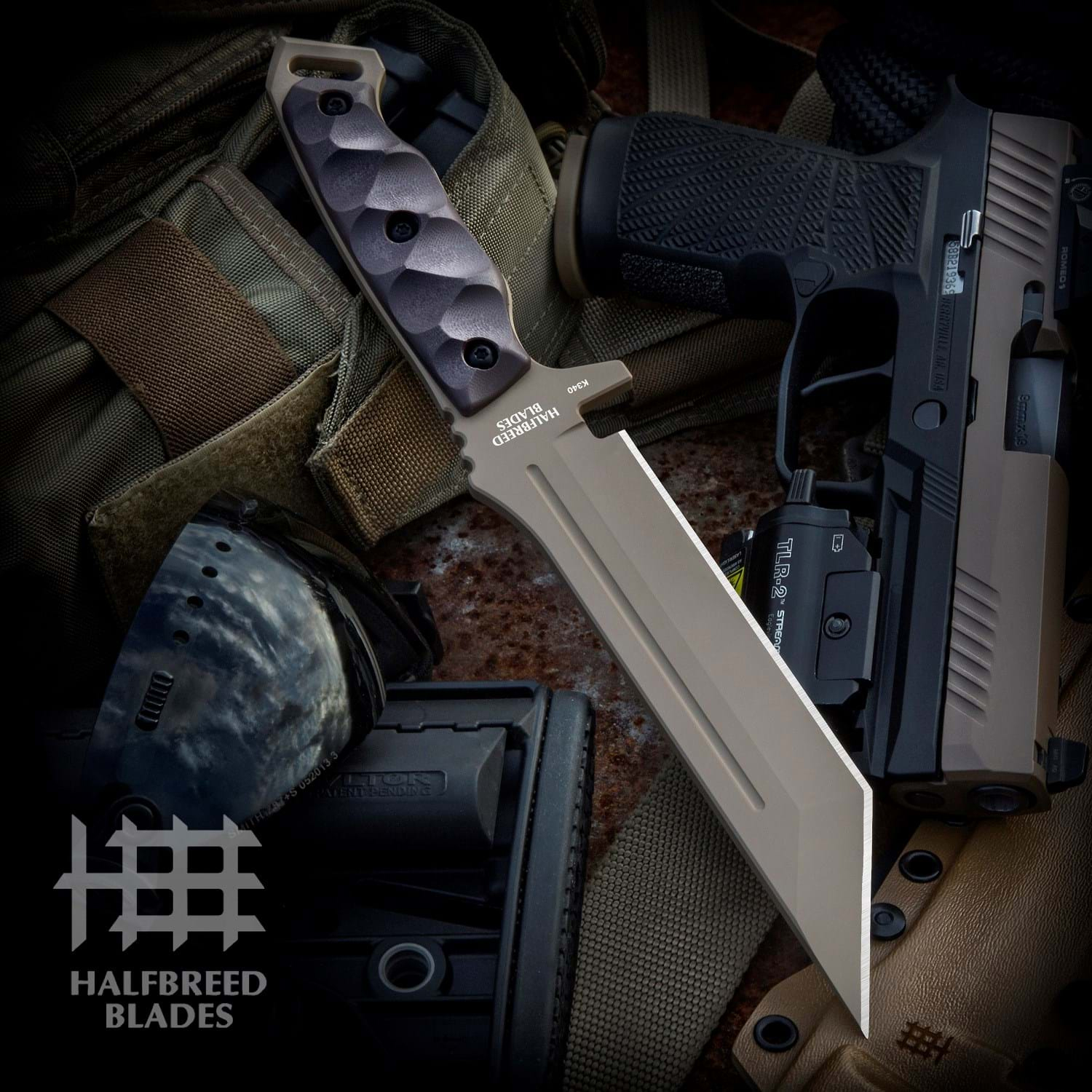 Halfbreed Blades Medium Infantry Fixed Blade Knife 6.69" K340 Dark ...
