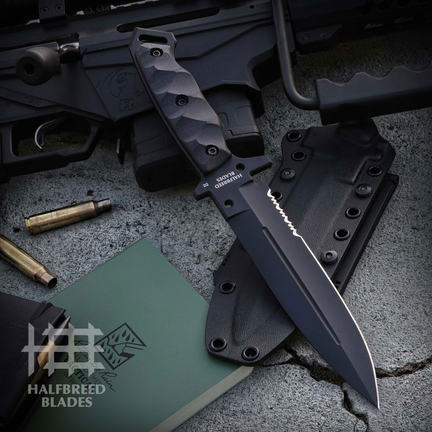 Halfbreed Blades Medium Infantry Fixed Blade Knife 6.49" D2 Black ...