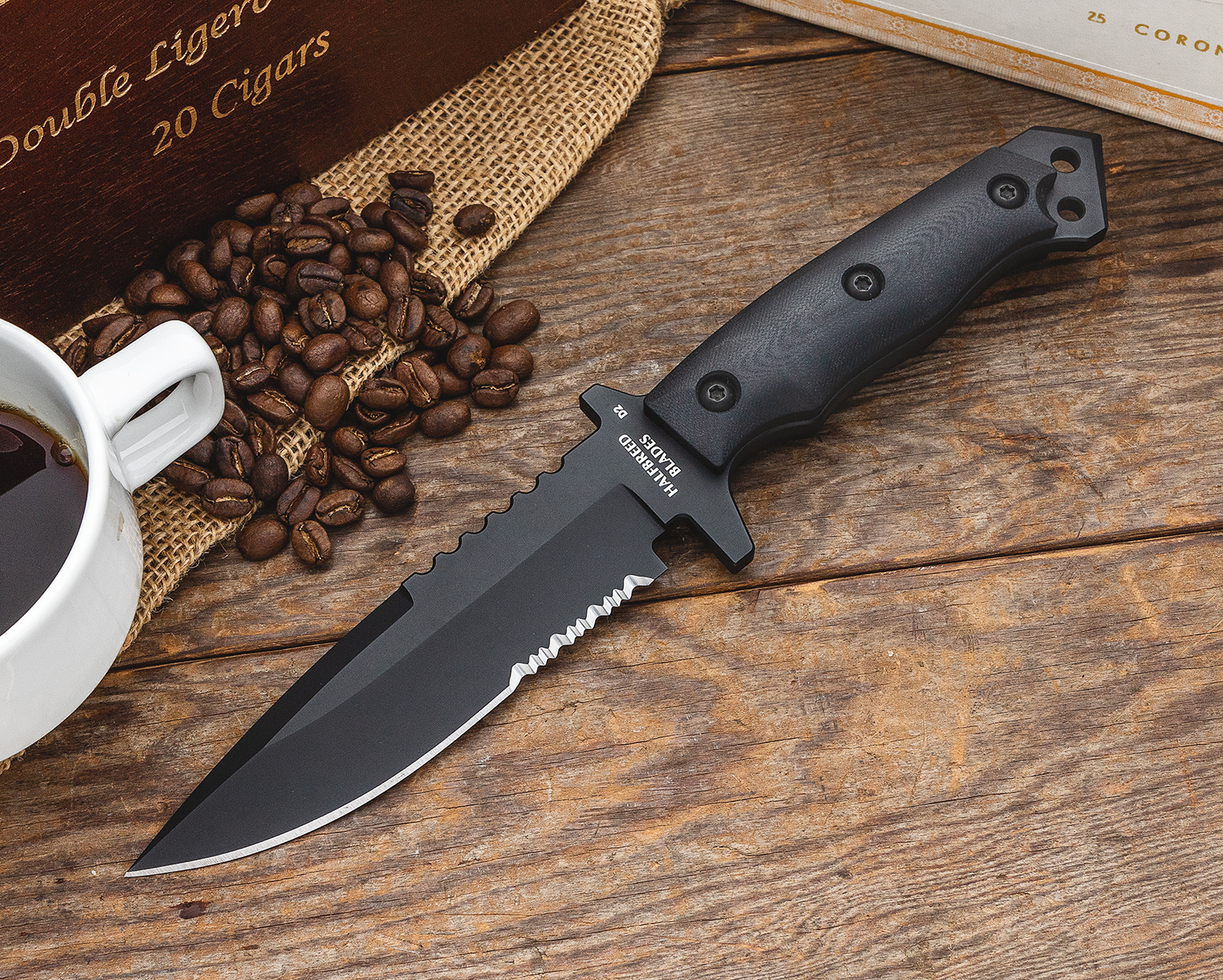 Halfbreed Blades Medium Infantry Fixed Blade Knife 5.31" D2 Black ...