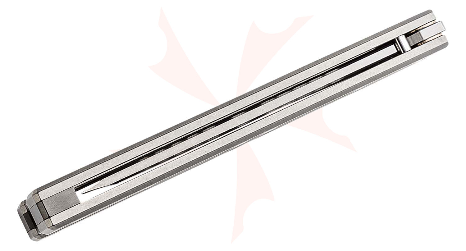 Joseph Hansen Custom Solo #047 Butterfly Knife 4.5" S35VN Blasted Blade, Zirblasted Sandwich ...