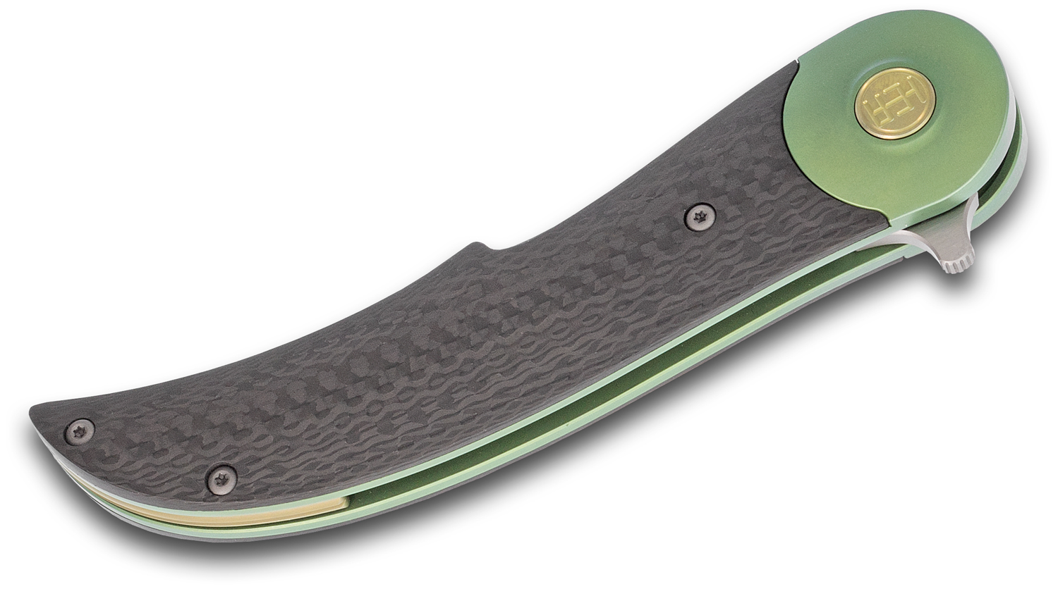 HEAdesigns Equilibrium V2 Flipper Knife 3.5" M390 Two-Tone Blade, Green ...