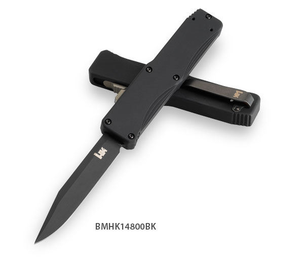 Benchmade Heckler & Koch Tumult AUTO Out the Front 3.5" D2 Steel Satin ...