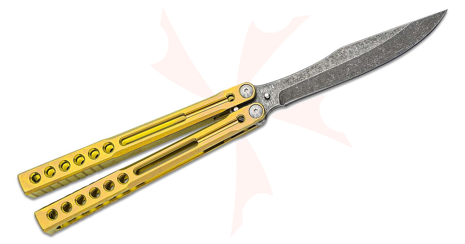 Heibel Knives Invictus Balisong #112 Butterfly Knife 4.75" RWL-34 Acid ...