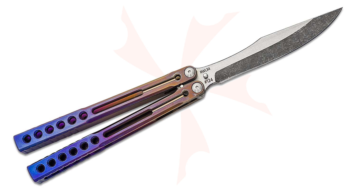 Heibel Knives Invictus Balisong #124 Butterfly Knife 4.75" RWL-34 Acid ...