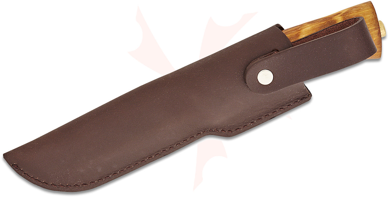 Helle Eggen Hunting Knife 4" Blade, Curly Birch Handle, Leather Sheath ...