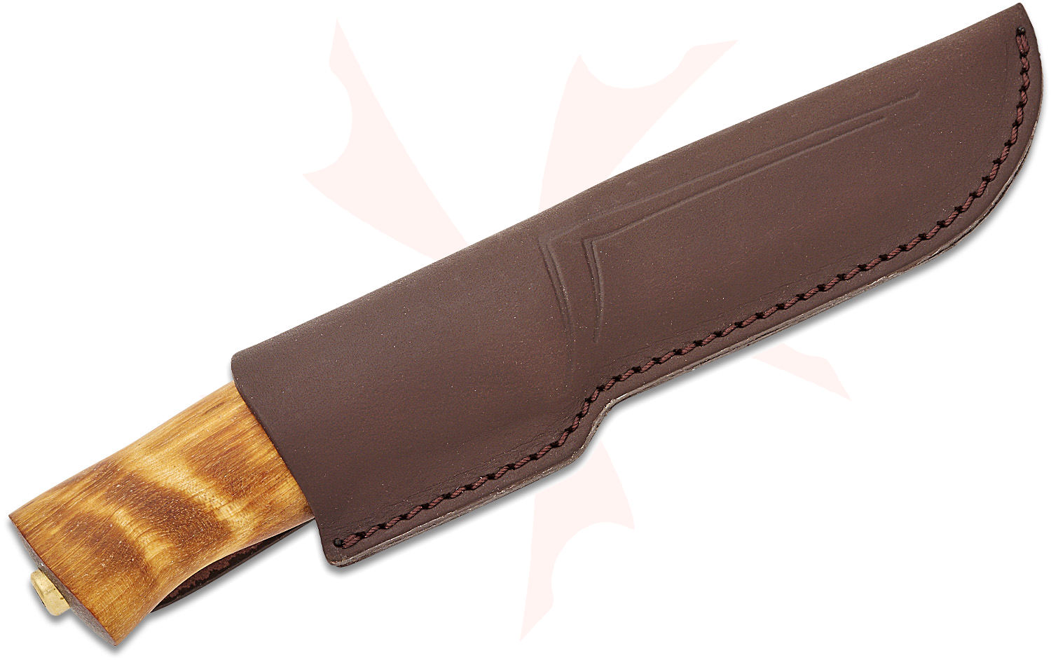 Helle Eggen Hunting Knife 4" Blade, Curly Birch Handle, Leather Sheath ...