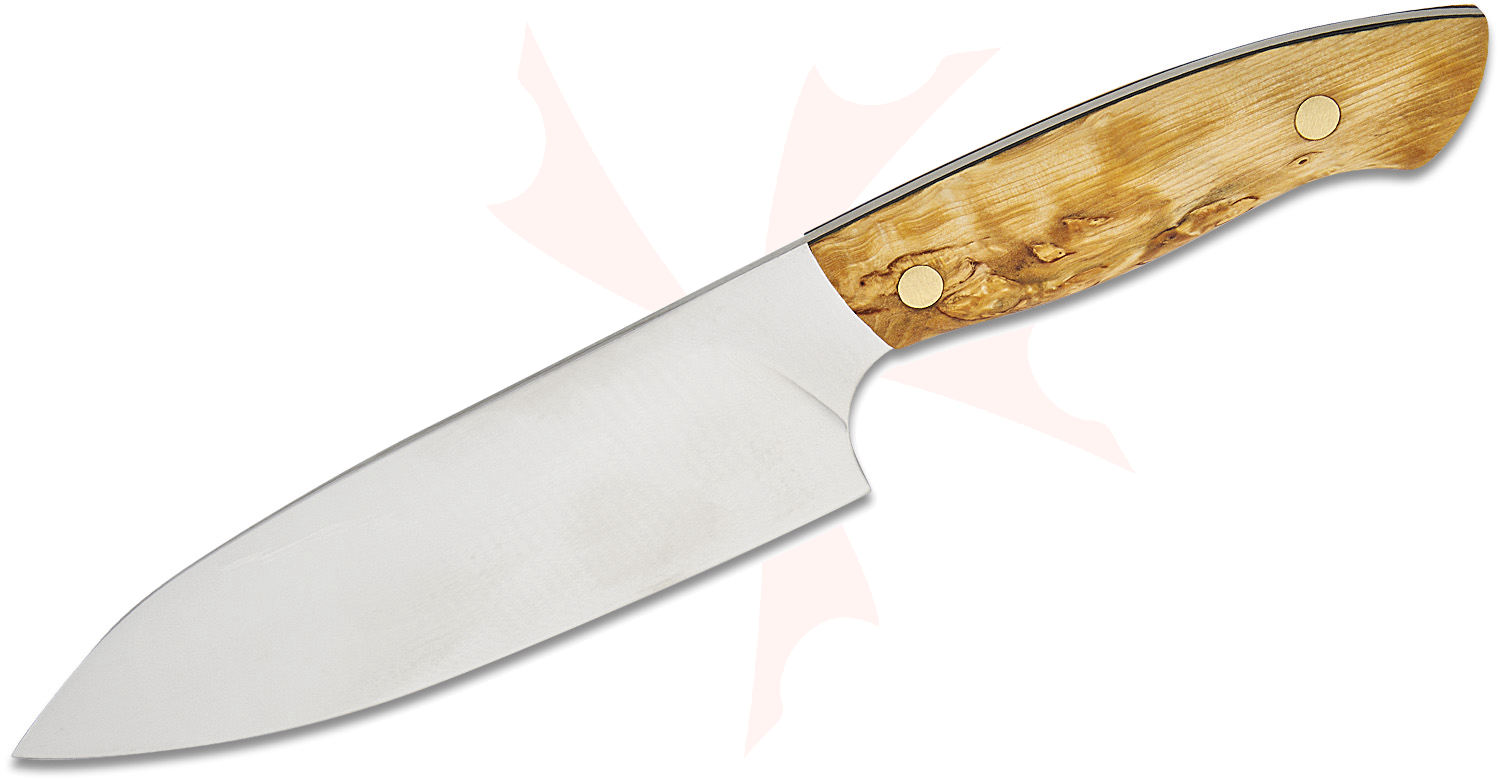 Helle Dele Outdoor Chef's Knife 6.69" 12C27 Drop Point, Curly Birch ...