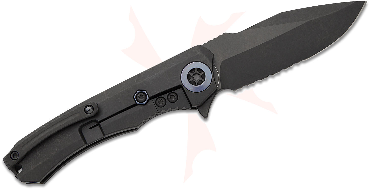Heretic Knives Wraith Manual Flipper Knife 3.625" CPM-MagnaCut Black DLC Battle Worn Clip Point ...
