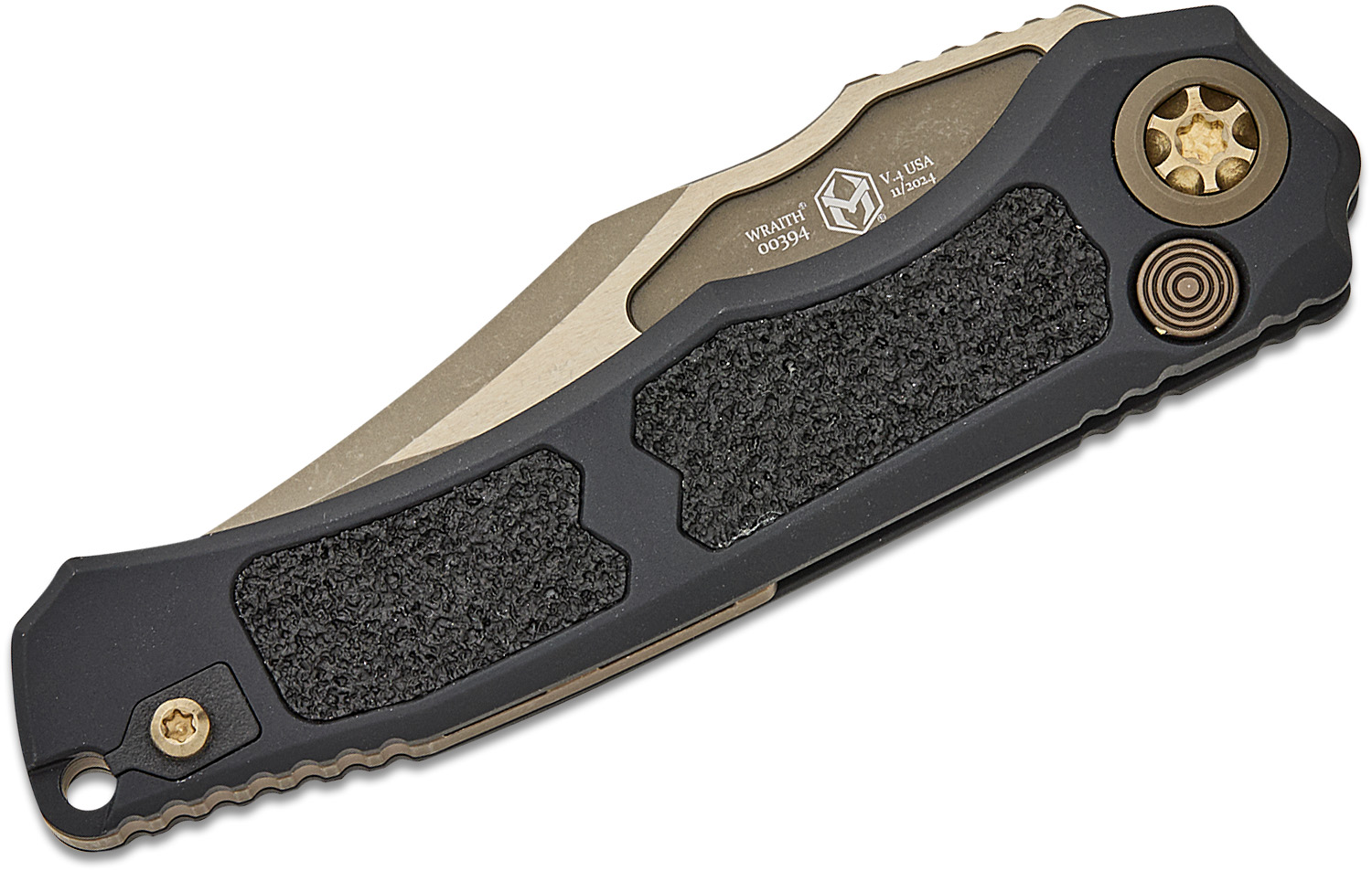 Heretic Knives Wraith V4 AUTO Folding Knife 3.75" CPM-MagnaCut Bronze Bowie Plain Blade, Black ...