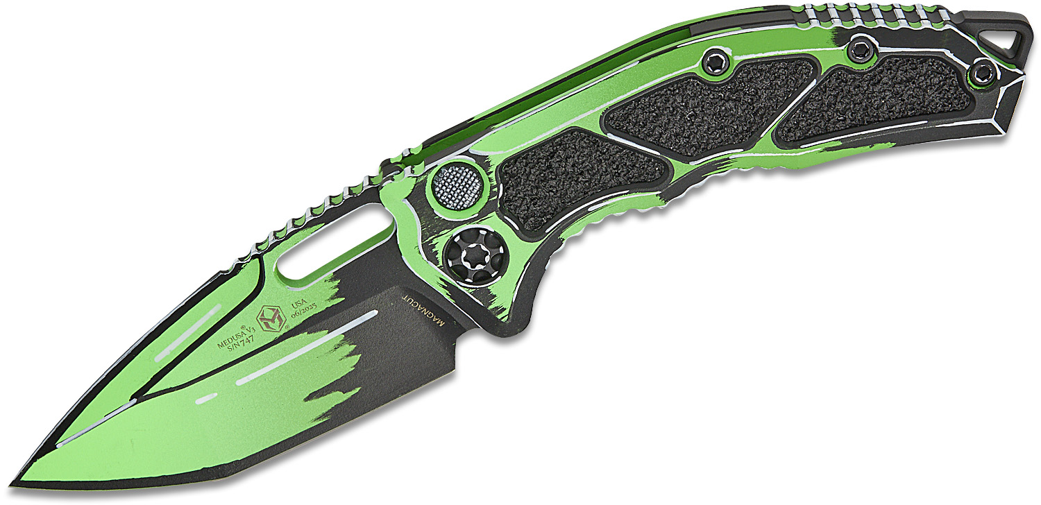 Heretic Knives Medusa AUTO Folding Knife 3.05" CPM-MagnaCut Toxic Green ...