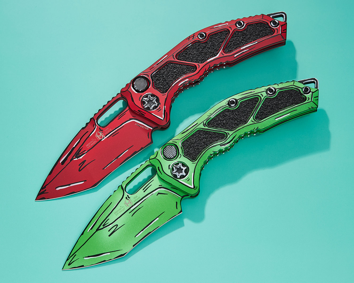 Heretic Knives Medusa AUTO Folding Knife 3.05" CPM-MagnaCut Cel Shade ...