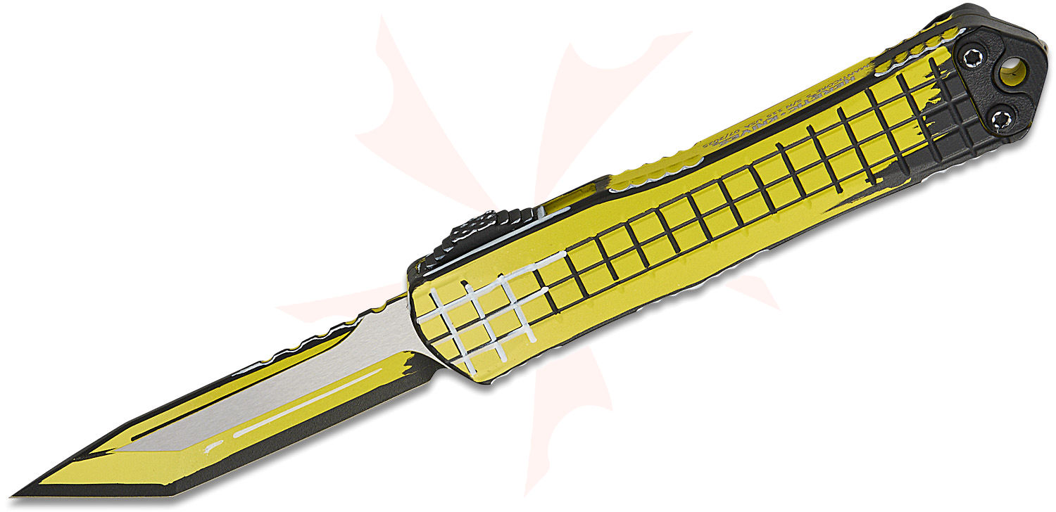 Heretic Knives Manticore S OTF AUTO Knife 2.55" CPM-MagnaCut Yellow Cel Shade Tanto Blade and ...