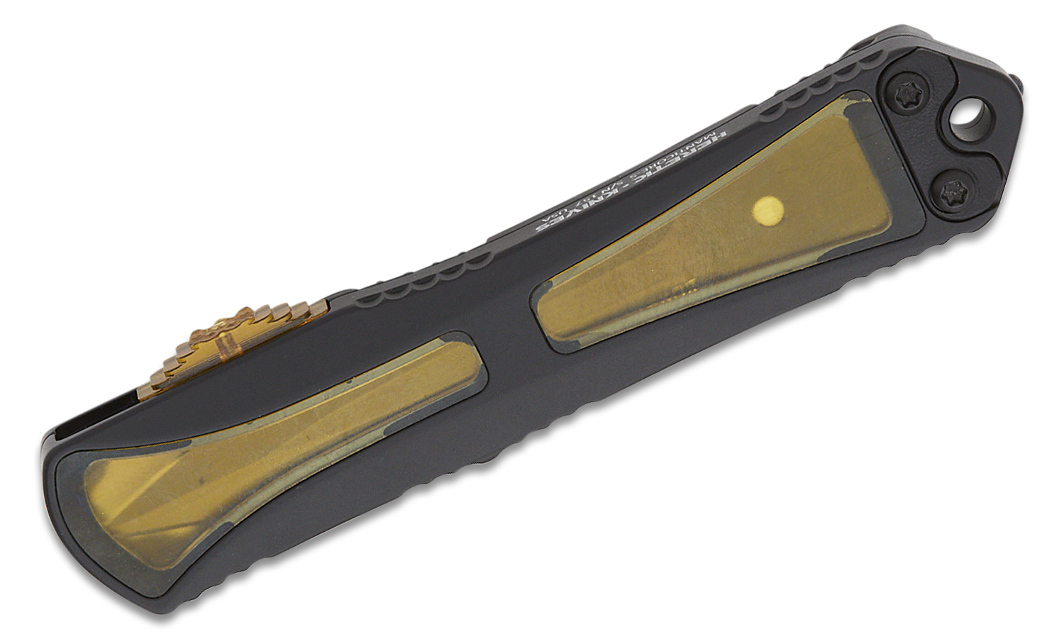 Heretic Knives Manticore S OTF AUTO 2.55" CPM-MagnaCut Black DLC Double Edge Dagger Blade, Black ...