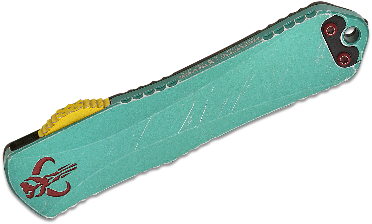 Heretic Knives Manticore E Bounty Hunter OTF AUTO Knife 3.05" CPM-MagnaCut Two-Tone Battle Black ...