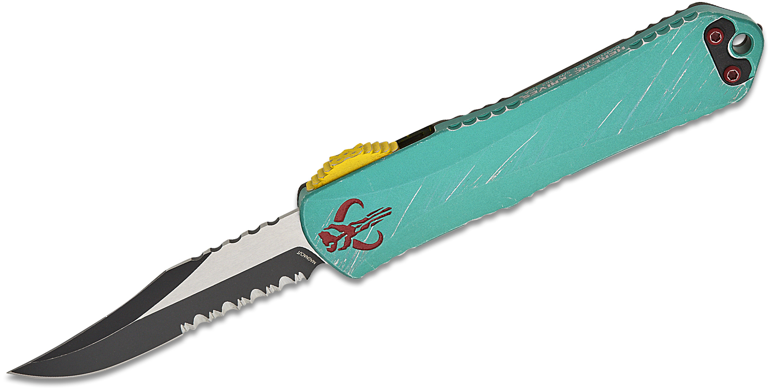 Heretic Knives Manticore E Bounty Hunter OTF AUTO Knife 3.05" CPM-MagnaCut Two-Tone Battle Black ...