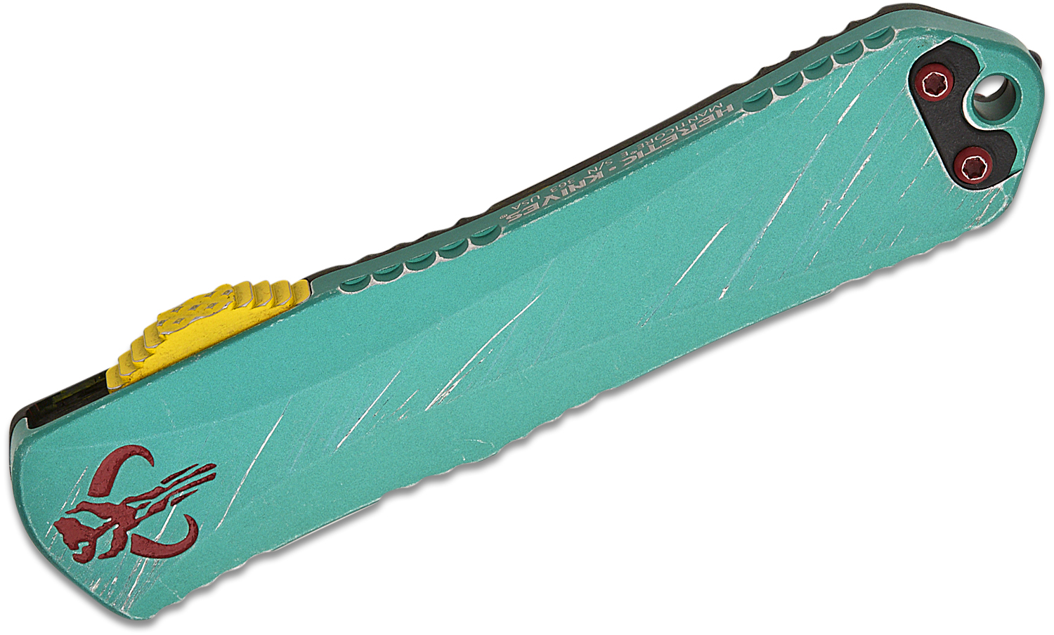 Heretic Knives Manticore E Bounty Hunter OTF AUTO Knife 3.05" CPM-MagnaCut Two-Tone Battle Black ...