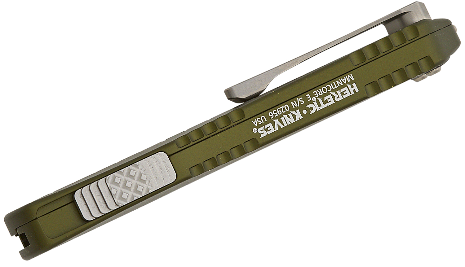 Heretic Knives Manticore E OTF AUTO Knife 3.05" CPM-MagnaCut Stonewashed Bowie Blade, Green ...