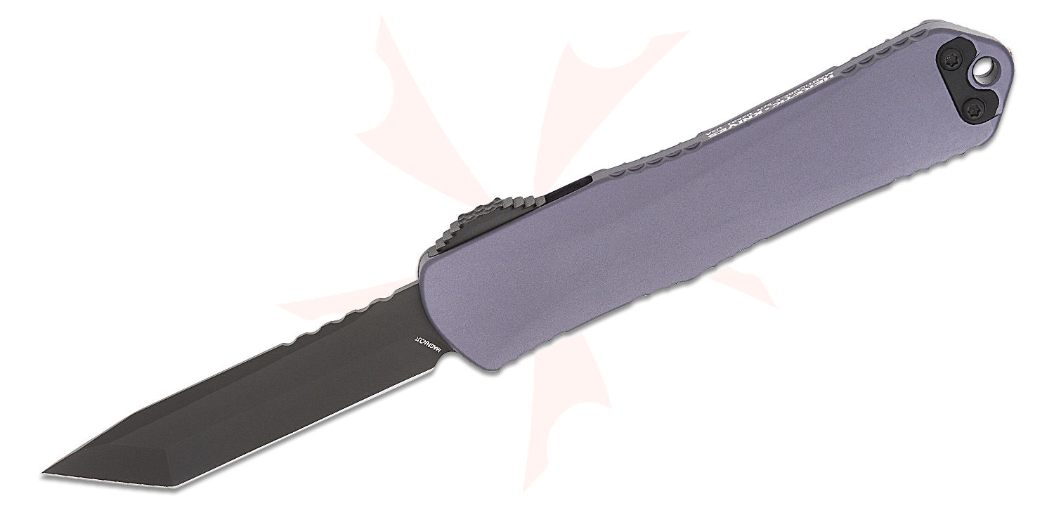 Heretic Knives Manticore E OTF AUTO Knife 3.05" CPM-MagnaCut Black DLC Tanto Blade, Gray ...