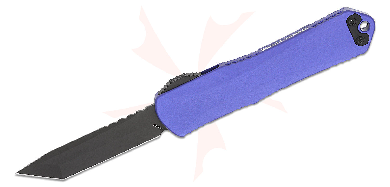 Heretic Knives Manticore E OTF AUTO Knife 3.05" CPM-MagnaCut Black DLC Tanto Blade, Purple ...