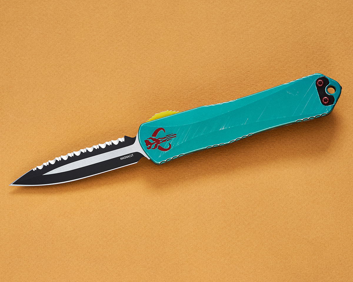 Heretic Knives Manticore E Bounty Hunter OTF AUTO Knife 3.05" CPM-MagnaCut Black Two-Tone Plain ...