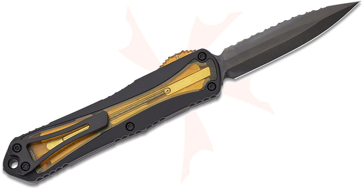 Heretic Knives Manticore E OTF AUTO Knife 3.05" CPM-MagnaCut Black DLC Plain/Serrated Double ...