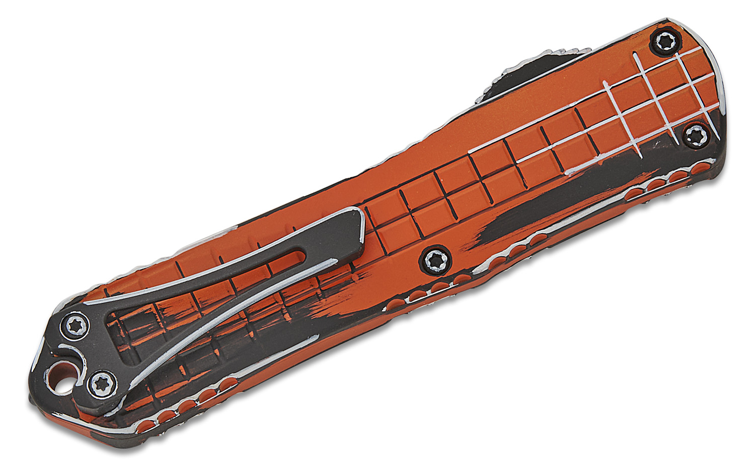 Heretic Knives Manticore E OTF AUTO Knife 3.05" CPM-MagnaCut Orange Cel Shade Orange Double Edge ...