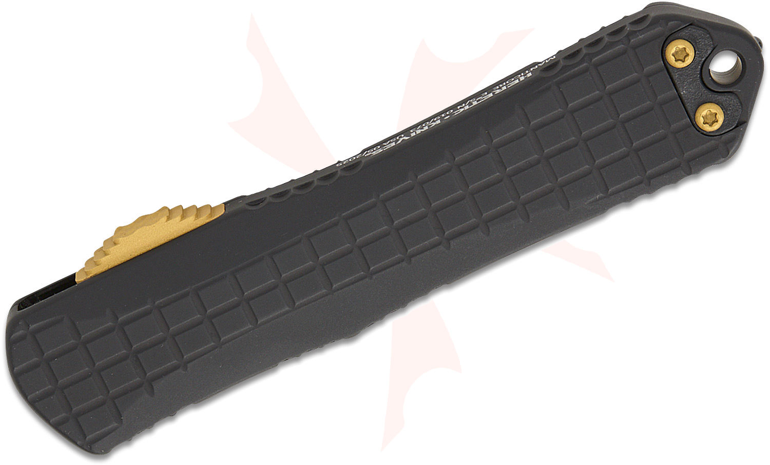 Heretic Knives Manticore E OTF AUTO Knife 3.05" CPM-MagnaCut Two-Tone Gold Recurve Blade, Black ...