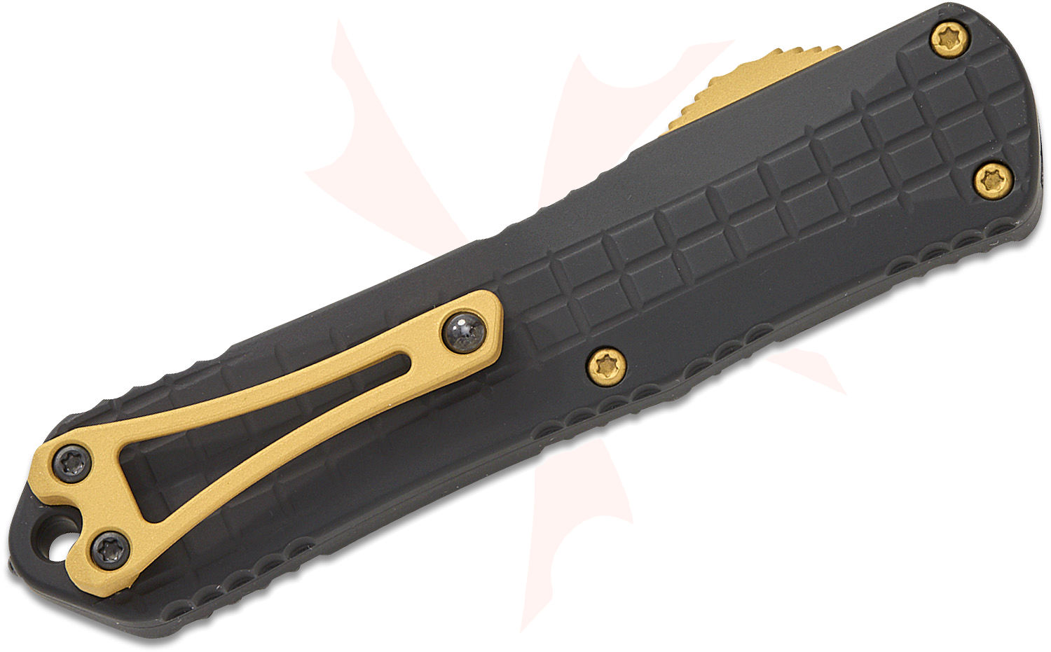 Heretic Knives Manticore E OTF AUTO Knife 3.05" CPM-MagnaCut Two-Tone Gold Recurve Blade, Black ...