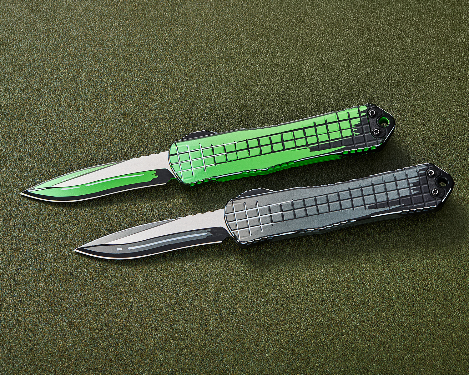 Heretic Knives Manticore E OTF AUTO Knife 3.05" CPM-MagnaCut Toxic Green Cel Shade Recurve Blade ...
