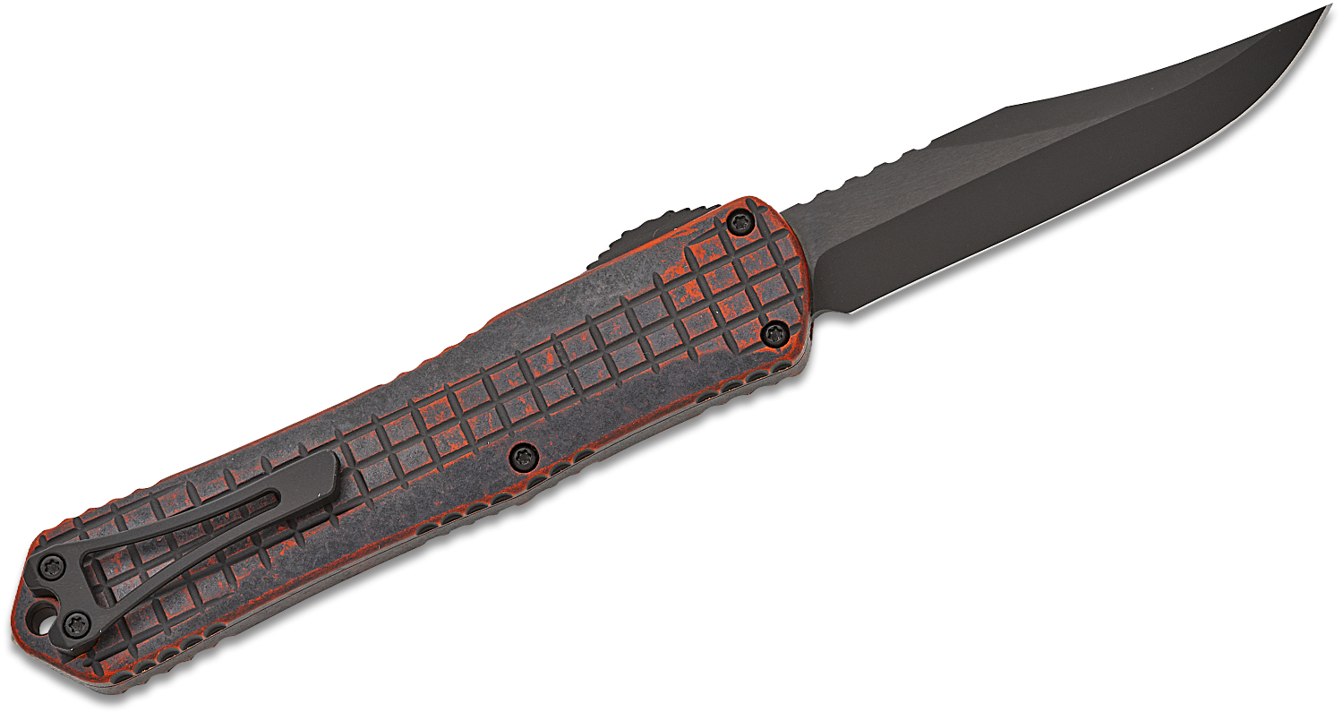 Heretic Knives Manticore X OTF AUTO 3.7" CPM-MagnaCut Black DLC Bowie Blade, Breakthrough Orange ...