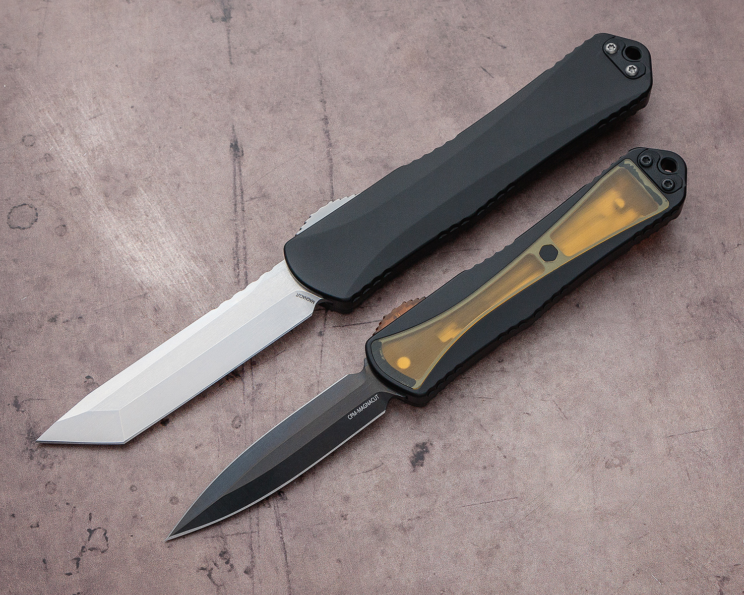 Heretic Knives Manticore X OTF AUTO Knife 3.7" CPM-MagnaCut Stonewashed Tanto Blade, Black ...