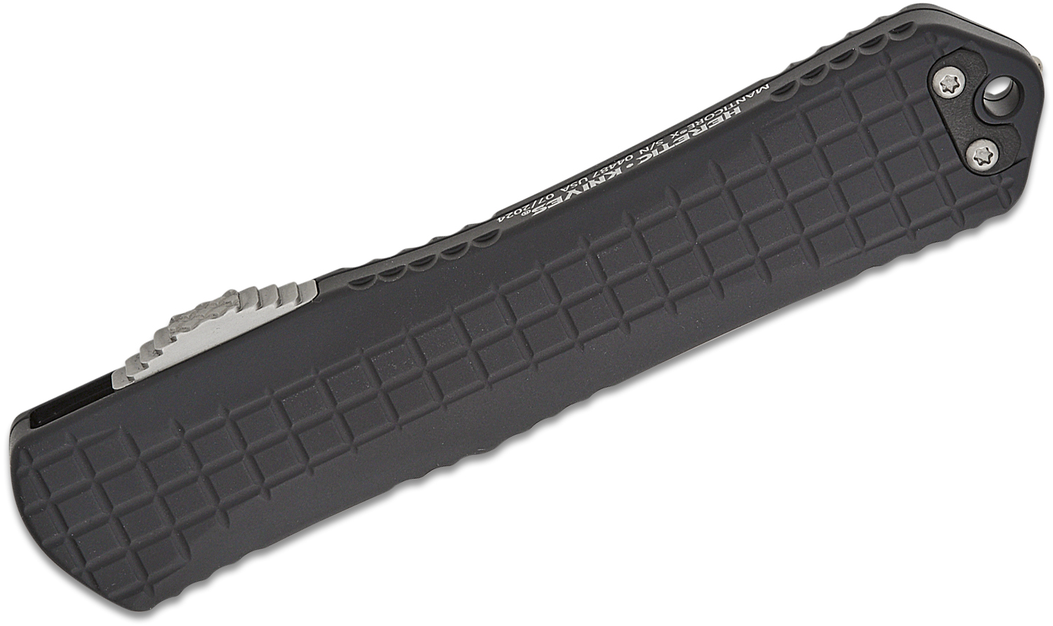 Heretic Knives Manticore X OTF AUTO 3.7" CPM-MagnaCut Stonewashed Tanto Blade, Black Grenade ...