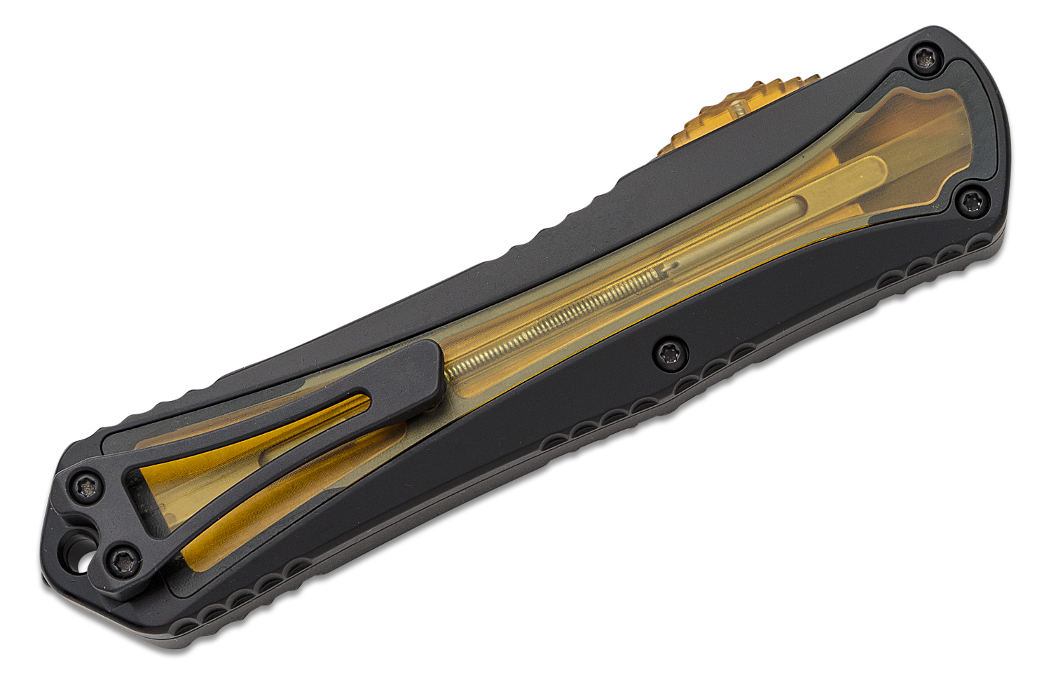 Heretic Knives Manticore X OTF AUTO Knife 3.7" CPM-MagnaCut Black DLC Double Edge Dagger Blade ...