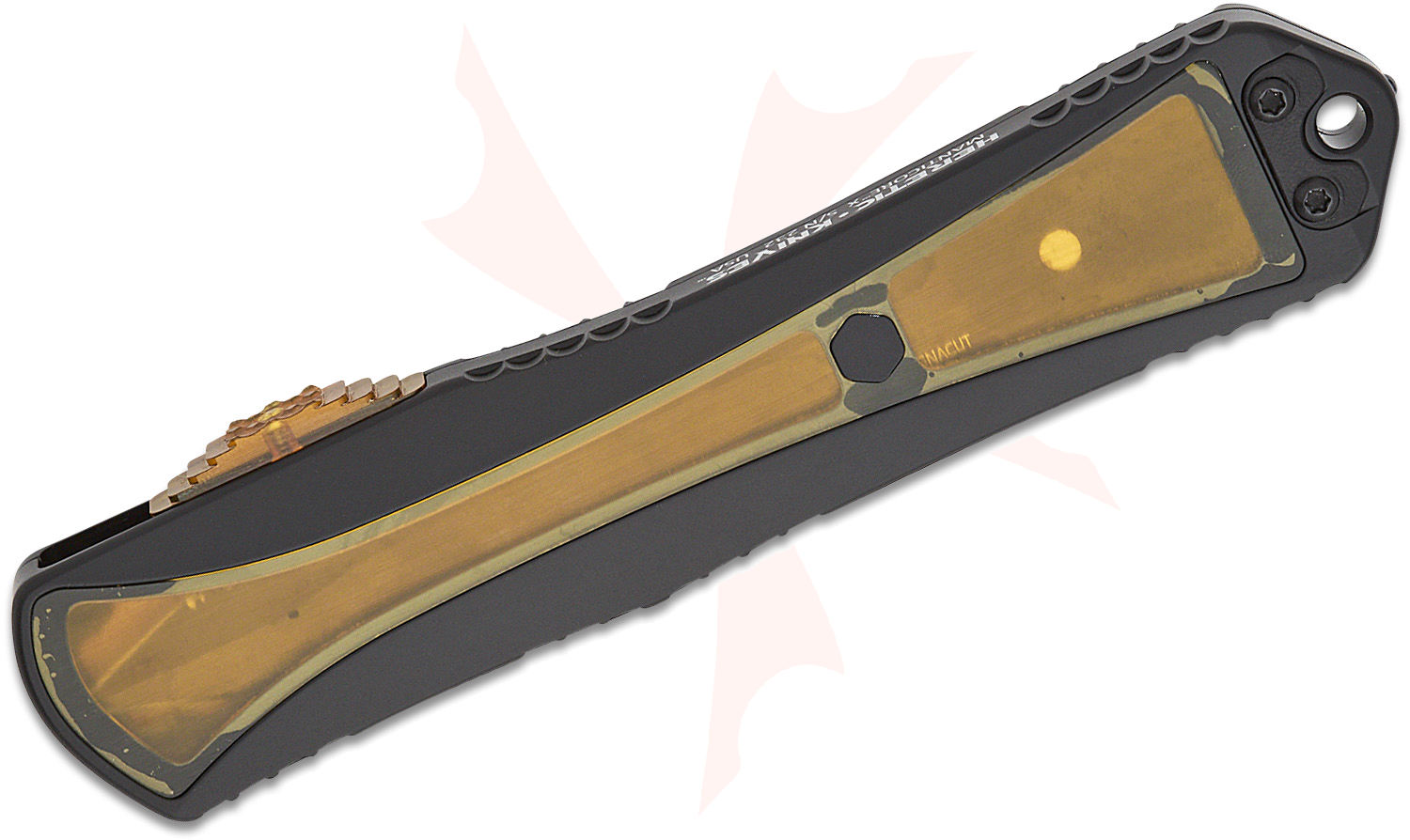 Heretic Knives Manticore X OTF AUTO Knife 3.7" CPM-MagnaCut Black DLC Plain/Serrated Double Edge ...