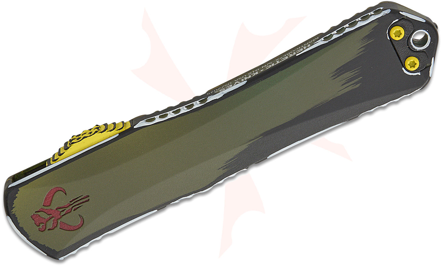 Heretic Knives Manticore X OTF AUTO Knife 3.7" CPM-MagnaCut Red Cel Shade Bounty Hunter Double ...