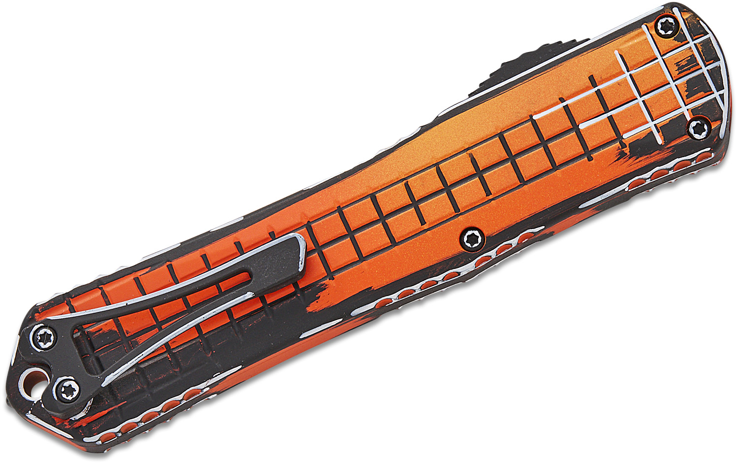 Heretic Knives Manticore X OTF AUTO Knife 3.7" CPM-MagnaCut Orange Cel Shade Double Edge Dagger ...