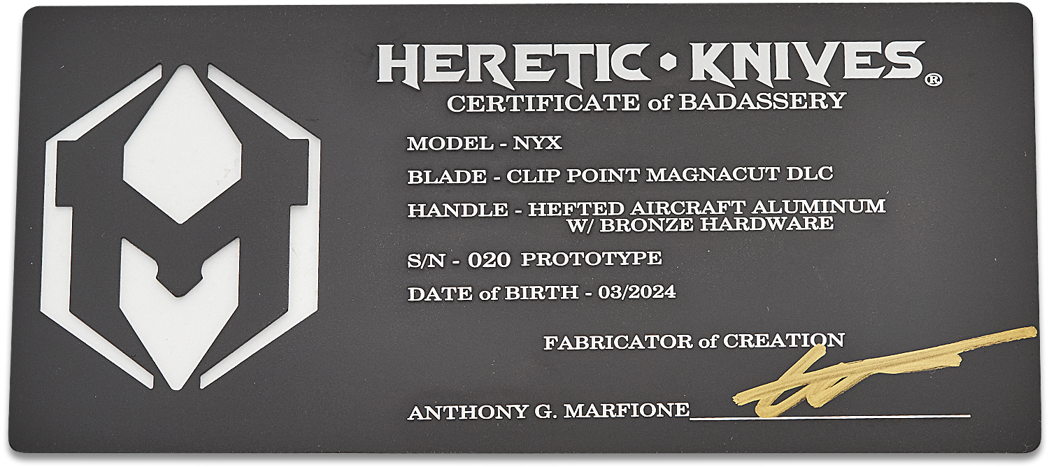 Heretic Knives NYX Prototype OTF AUTO Knife 3.75" CPM-MagnaCut Two-Tone ...