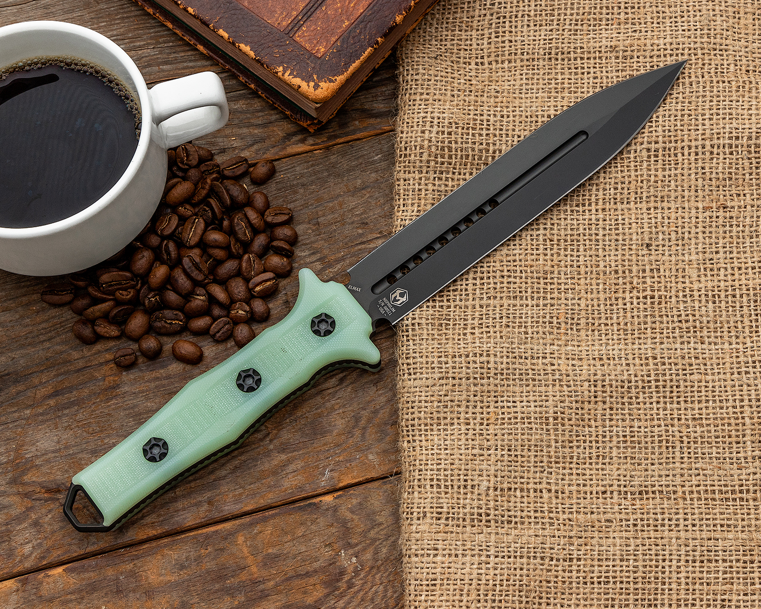 Heretic Knives Nephilim Fixed Blade Knife 6.5" Elmax Black DLC Double ...